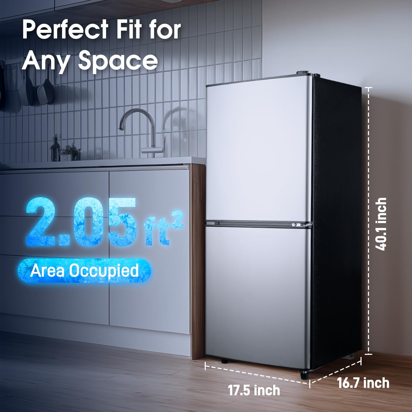 Anypro 3.8 Cu.Ft Mini Fridge with Bottom Freezer, 2 Door Small Refrigerator with Freezer, Small Fridge with 7 Adjustable Temperature Settings, Compact Refrigerator for Bedroom, Dorm, Office, Apartment