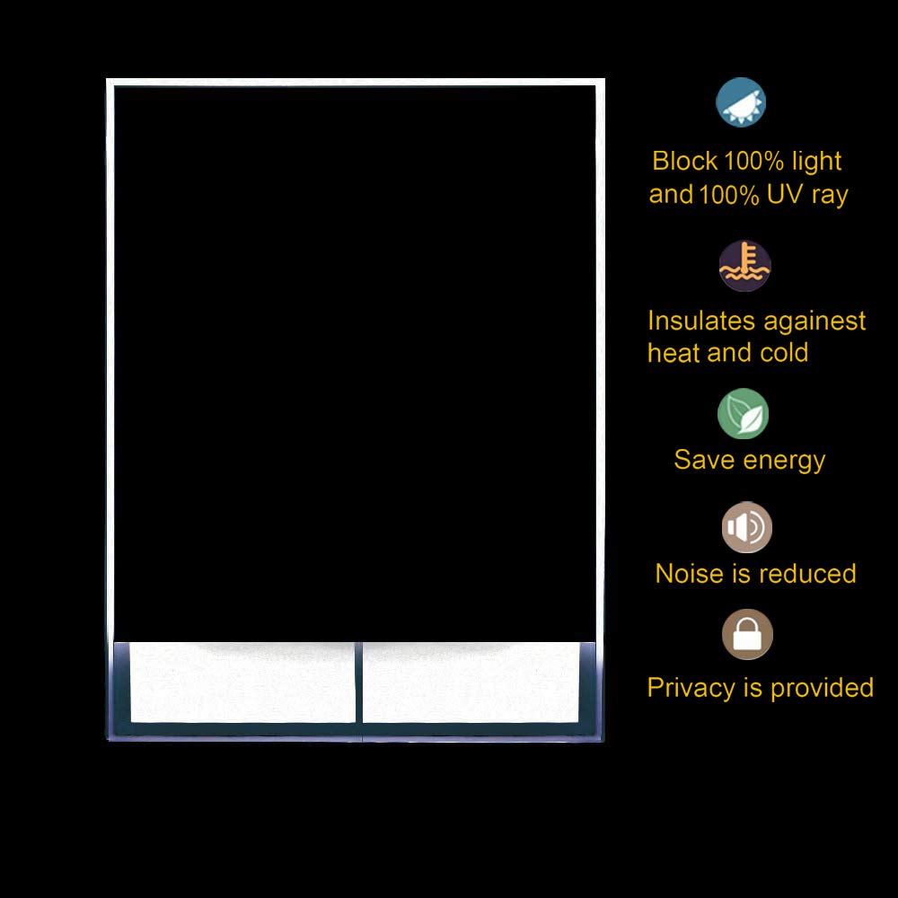 Blackout Cordless Window Roller Shades, Stone Custom Easy to Control Window Blinds with Spring Lifting System for Home, Windows, Doors, French Door