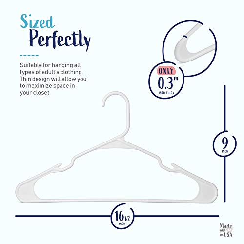 Hangorize Plastic Hangers 24-Pack, White Plastic Hangers - Standard-Size Clothes Hanger with Notches - Hangers for Clothing and Accessories - Closet Organization Essentials for Home, Apartment, Dorm
