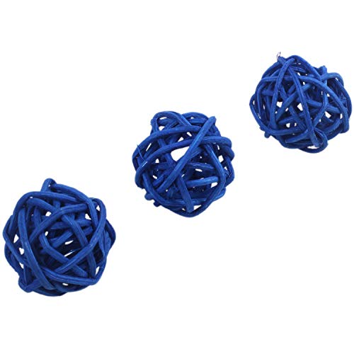 Andifany 12 pcs 3cm Rattan Wicker Ball for Garden, Wedding, Party Decoration (Royal Blue)