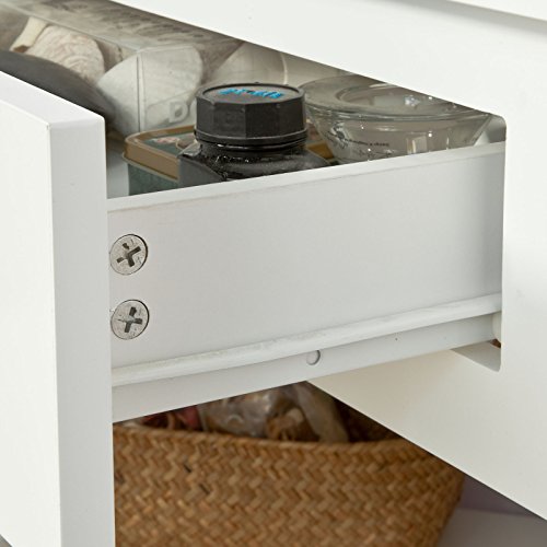 Haotian FWT31-W, White Corner Desk, Triangle Computer Desk with Drawer and Shelf, Home Office Desk, Computer Workstation