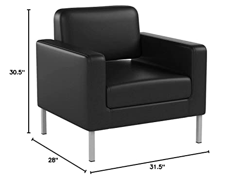 HON Corral Leather Club Chair, Guest Chair for Office Space, Black (HVL887)