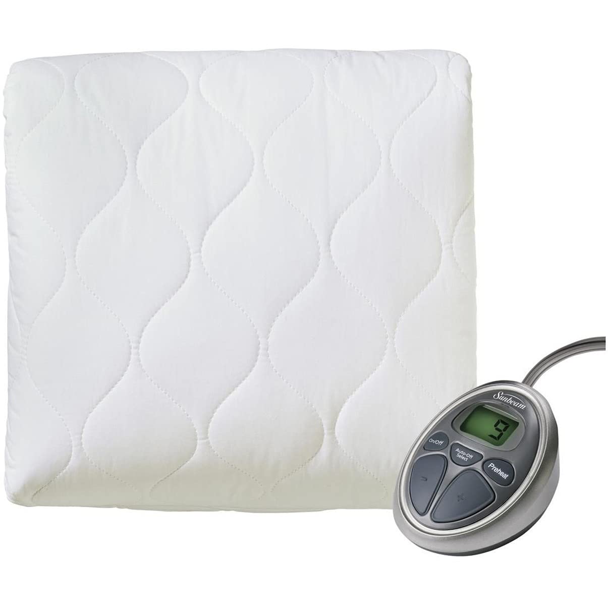 Sunbeam Water-Resistant Electric Mattress Pad, 14"x14", White