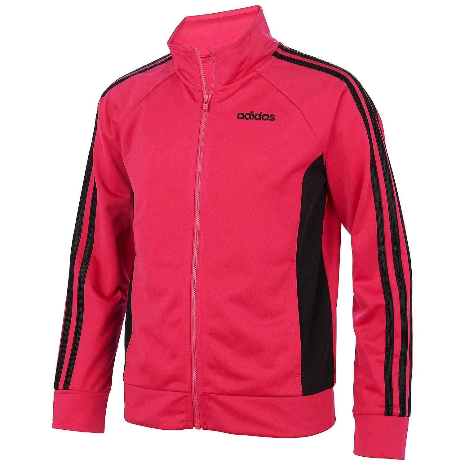 adidas Girls' Track Jacket (Large (14), Magenta/Stripe)