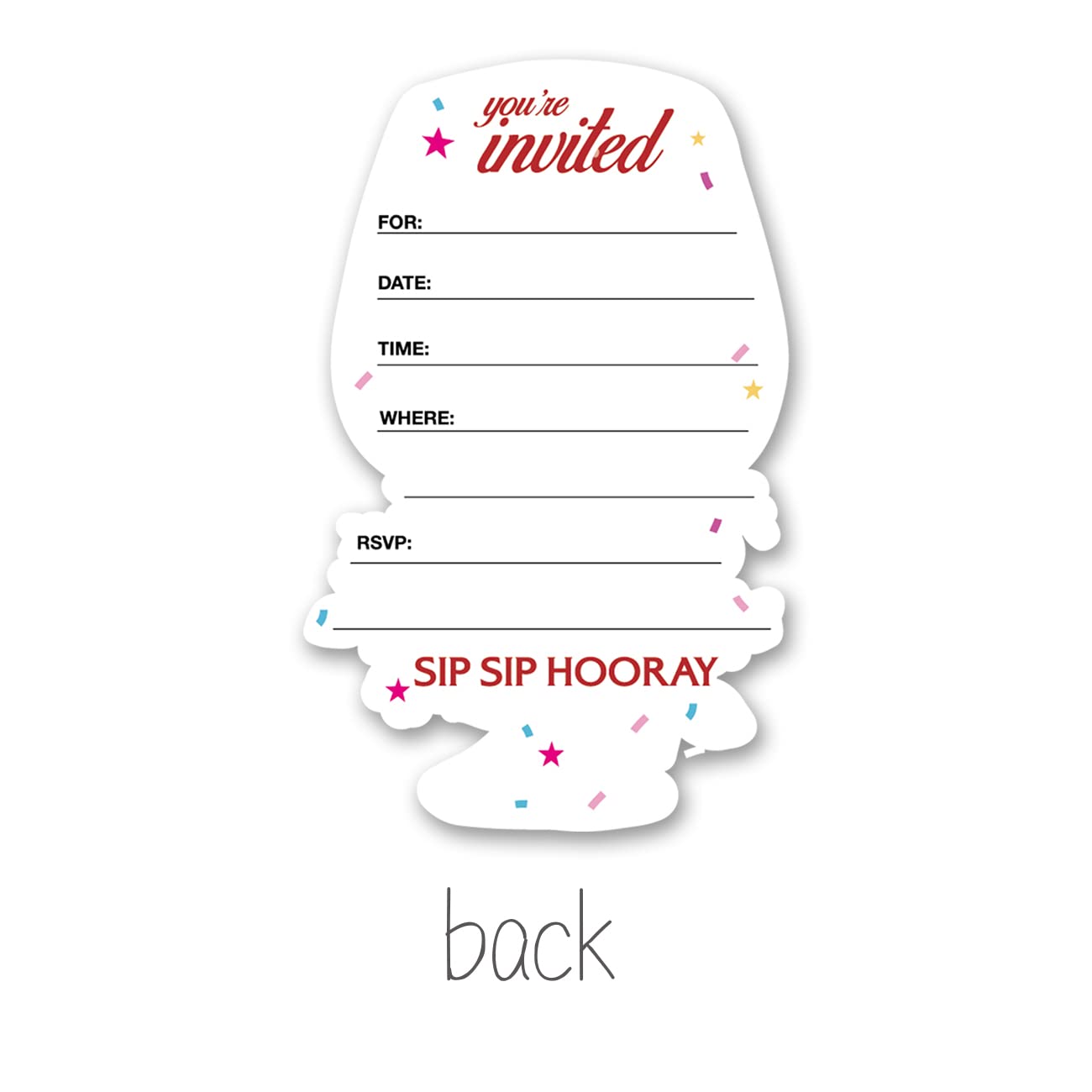 Sip Sip Hooray Birthday Party Invitations with Envelopes, 20 Set Rose Cup Shaped Invitations Birthday Surprise Party Invites Supplies Favors, Double-Sided