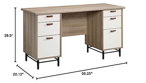 Sauder Anda Norr Executive Desk, L: 56.3" x W: 22.13" x H: 29.53", Sky Oak Finish