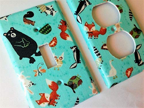 Fox Woodland Animals Light Switch Plate Cover Various Sizes Offered