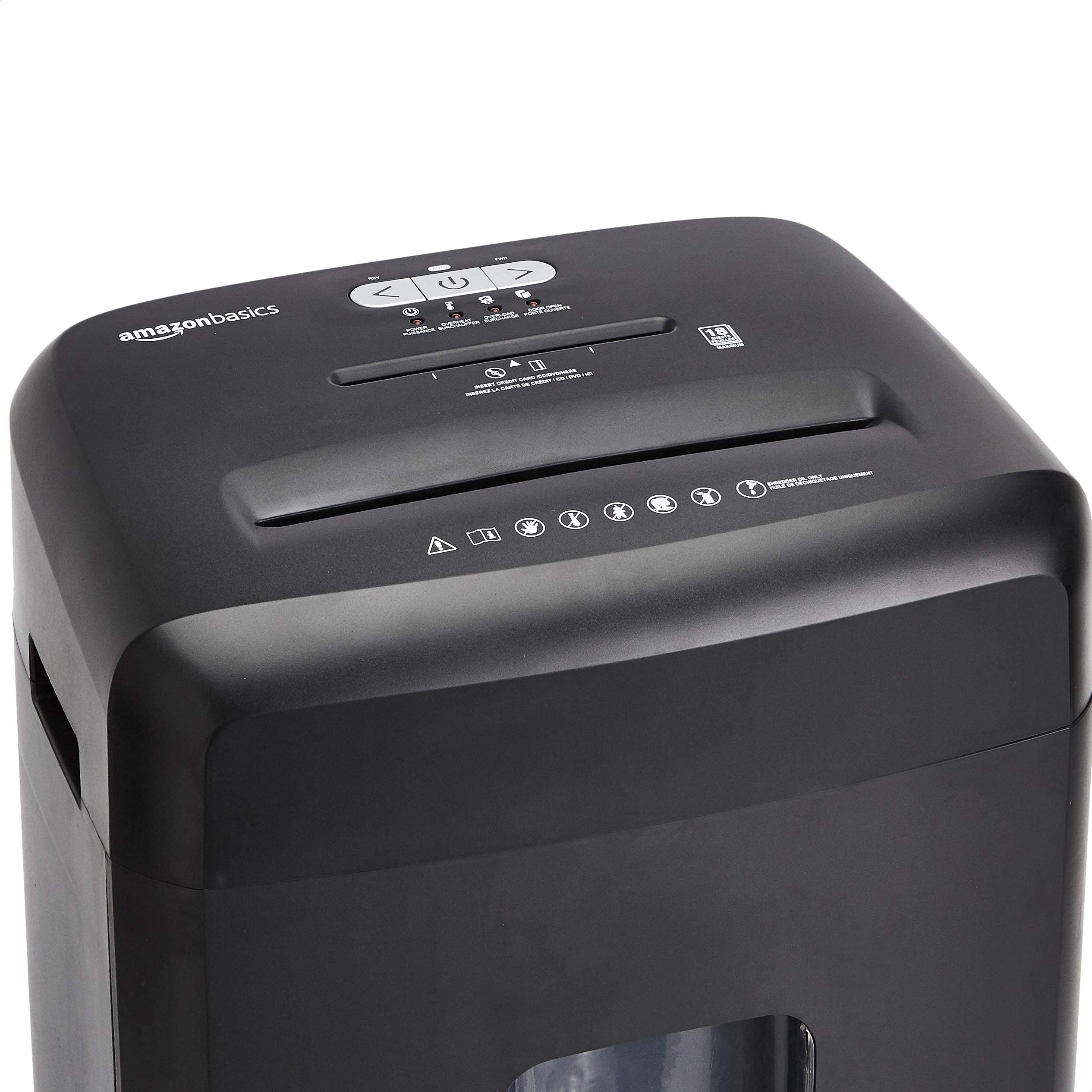 Amazon Basics 18-Sheet Cross-Cut Paper, CD, and Credit Card Shredder (Renewed)