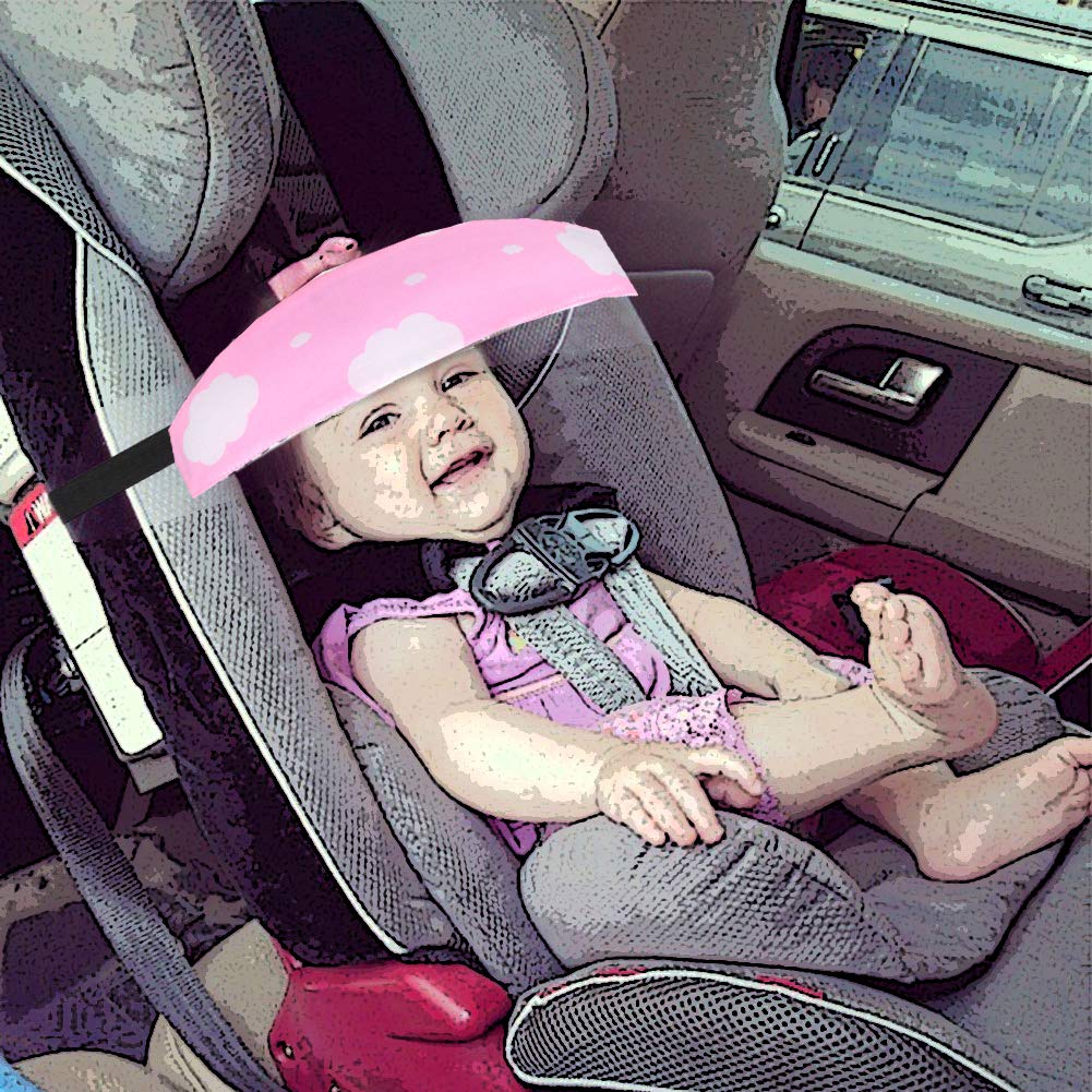Accmor Baby Carseat Head Support Band Strap 2 Pack for Carseats Stroller Neck Relief Head Strap for Toddler Child Kids Infant(Pink Unicorn + Pink Cloud Pattern)