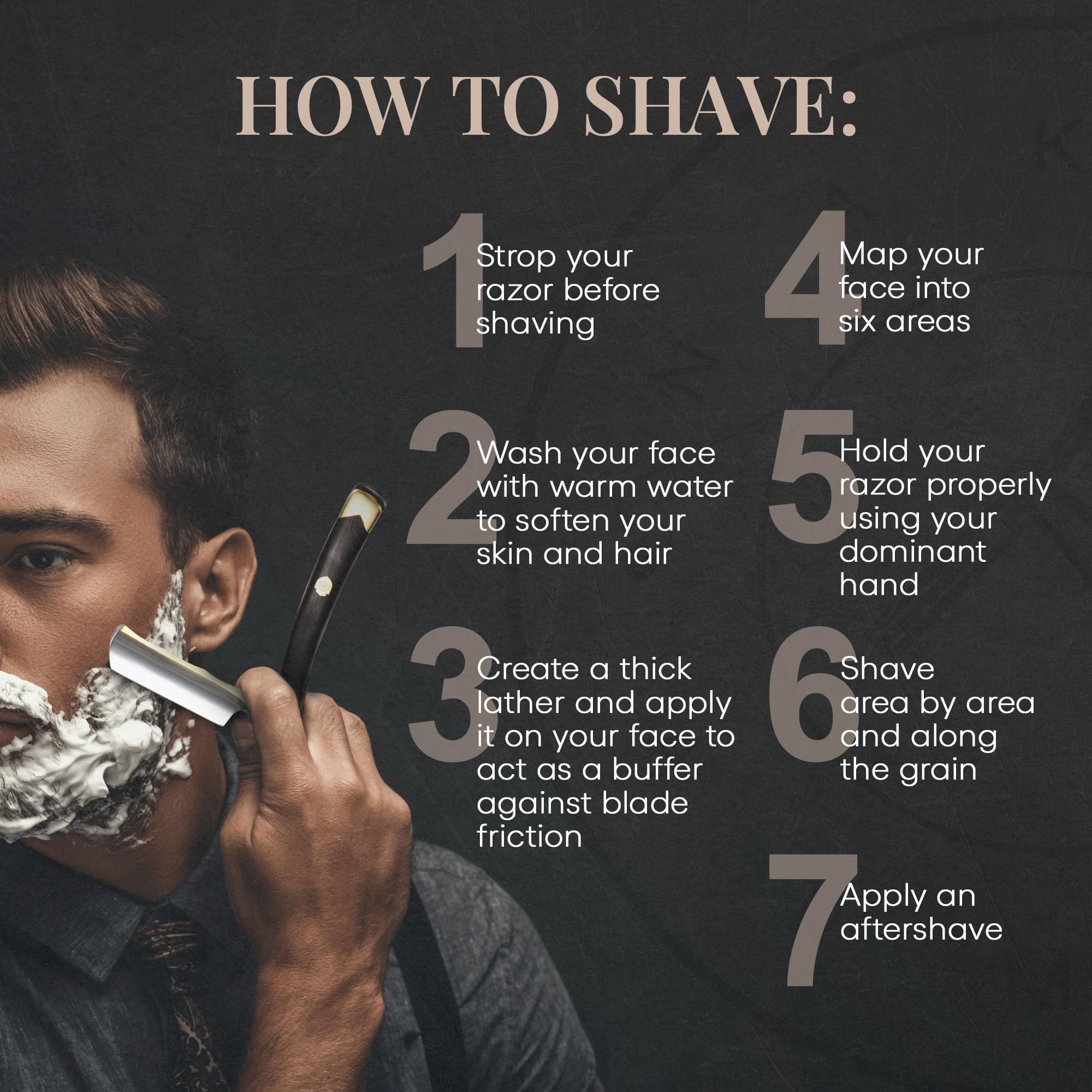 Gold Straight Razor Kit - Shave Ready Straight Razor, Stainless Steel Straight Edge Razor, Ebony Straight Razor For Men, Brush, Soap, Strop, Complete Gold Straight Razor Shaving Kit, Great Gift