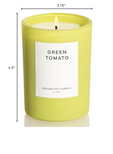 Brooklyn Candle Studio Green Tomato Summer Candle - Luxury Scented Candle, Vegan Soy Wax, Hand Poured in The USA, 70 Hour Slow Burn Time - 10oz