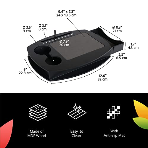 Couch Tray Table and Bed Tray Table for Breakfast in Bed and Food Tray. Coffee Table Tray and Cellphone Holder. Drawer Organizer. Portable Serving Tray. (Black)