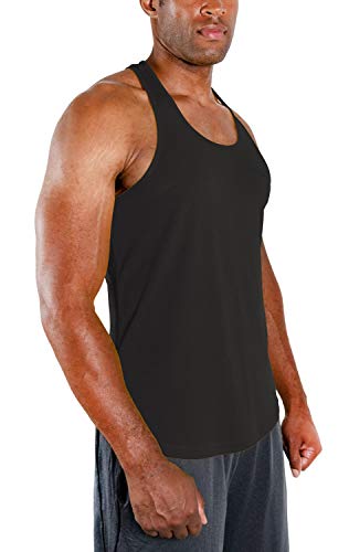 DEVOPS 3 Pack Men's Y-Back Dri Fit Muscle Gym Workout Tank Top (3X-Large, Black/Navy/Blue)