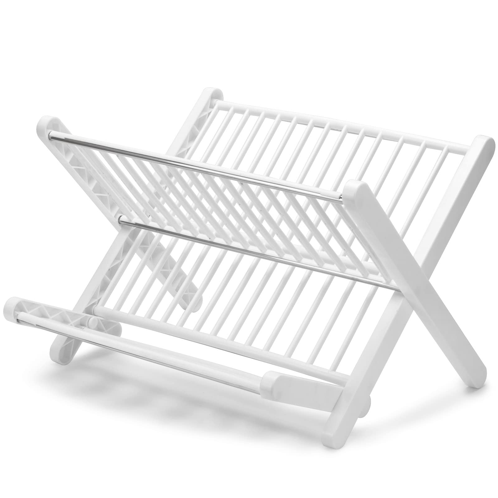 acDesign 2 Tier Dish Drying Rack Folding Dish Dryer Rack Stainless Steel Dish Racks for Kitchen Counter(Black)
