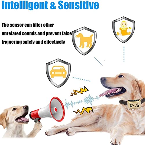 Dog Anti Barking Collar with 7 Adjustable Levels, Harmless Shock, Beep Vibration, Smart Correction and LED Indicator-Reachargeable No Bark Collar for Small Medium Large Dogs,Waterproof