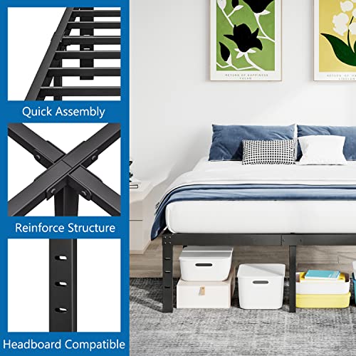 COMASACH Full Size Bed Frame 18" Tall Heavy Duty Metal Platform Bed Frame,Sturdy Steel Frame,Support up to 3500lbs,No Box Spring Needed,Noise-Free,Easy Assembly