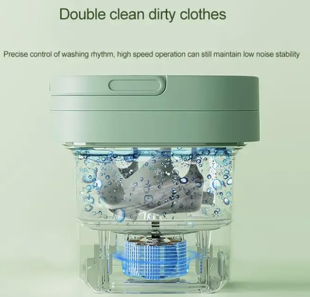 Portable Washing Machine, Home Automatic Foldable Washing Machine, Mini Washing Machine, Small Clothing Washing, Blue Sterilization (Green)