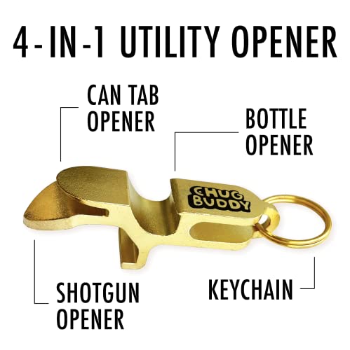 Chug Buddy Beer Shotgun Tool Metal Can Opener Keychain - Shotgun Chugging Tool - Shot Gun Tool gold steel beer bong shotgunning 4in1 tool - parties tailgating gift drinking accessories (Black)