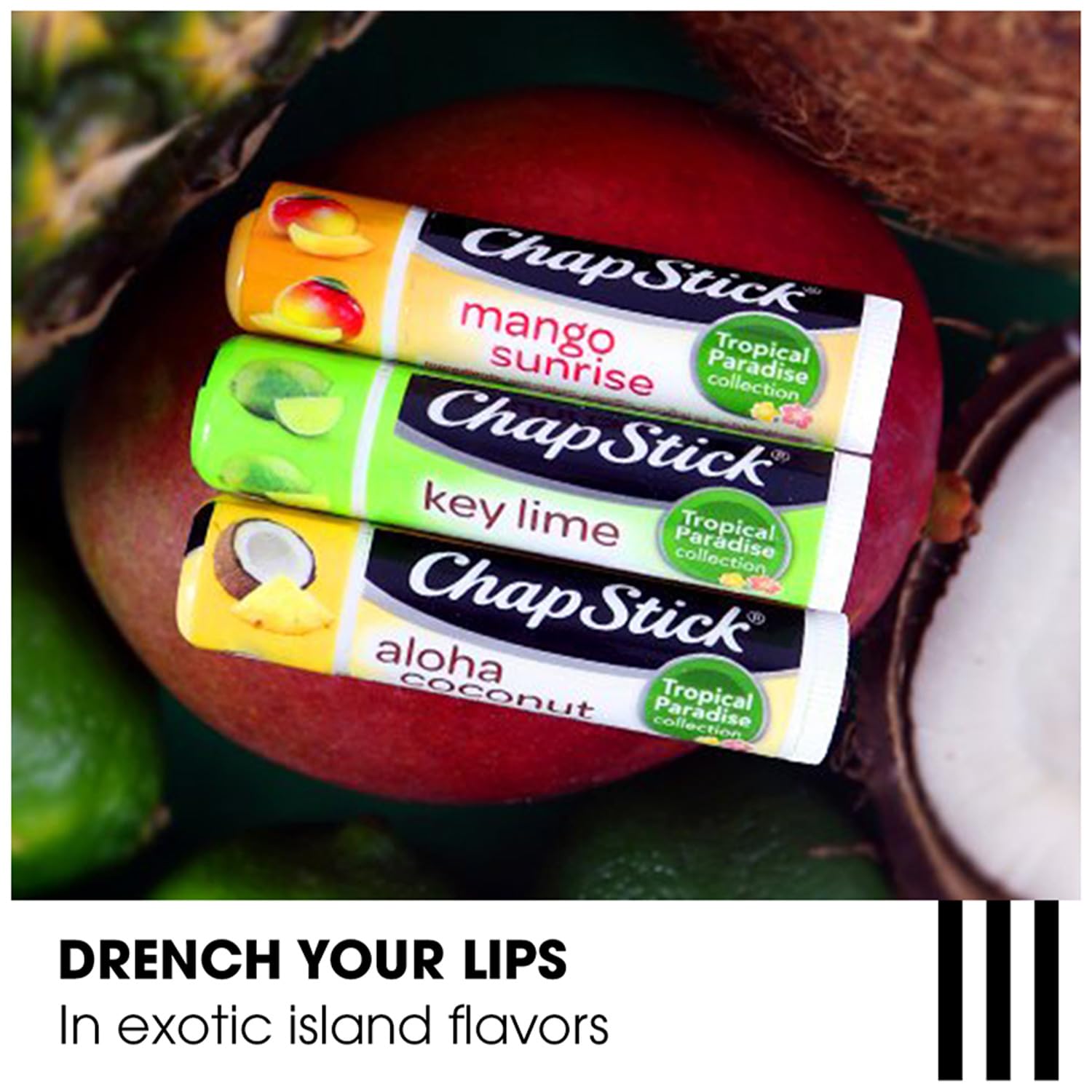 Chapstick Limited Edition Tropical Paradise Collection Aloha Coconut Flavored Skin Protectant Lip Balm Tube - Great for Moisturizing & Hydrating Chapped, Cracked, Dry Lips – 0.15oz Each, 12 Sticks