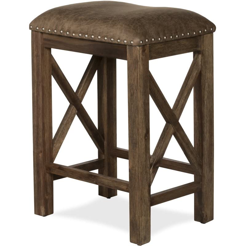 Hillsdale Furniture Willow Bend Stationary Backless Counter Height Stools, Set of 2, Antique Brown Walnut