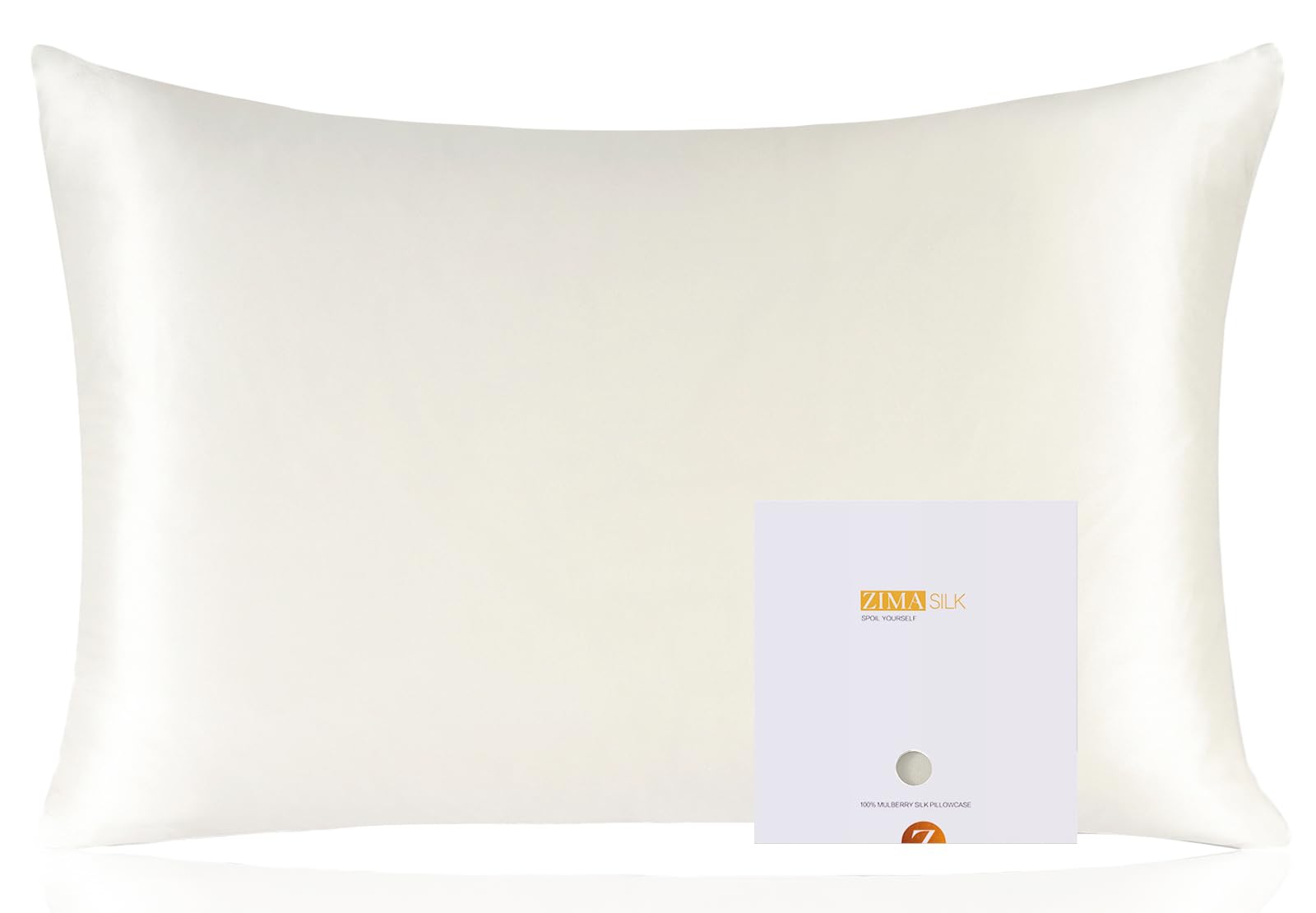 ZIMASILK 100% Pure Mulberry Silk Pillowcase for Hair and Skin Health,Soft and Smooth,Both Sides Premium Grade 6A Silk,600 Thread Count,with Hidden Zipper,1pc(Toddler 13''x18'',Ivory)
