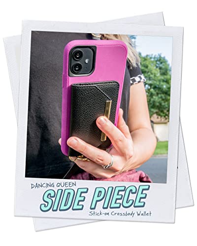 Smartish Stick-on Crossbody Wallet - Dancing Queen Side Piece [Purse/Clutch with Detachable Strap & Card Holder] – Fit for iPhone & Android Phones - Stiletto Black-Gold