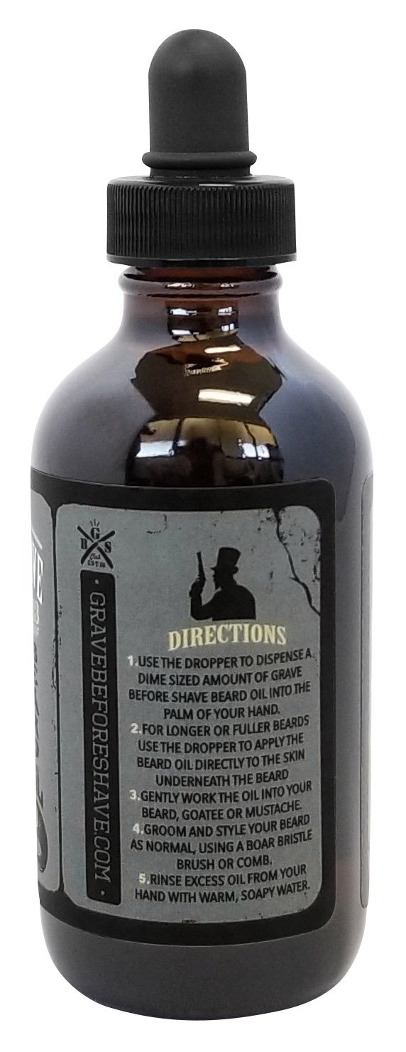 Grave Before Shave™ Gentlemen's Blend Beard Oil (Bourbon/Sandal Wood Scent) 4 oz. BIG BOTTLE
