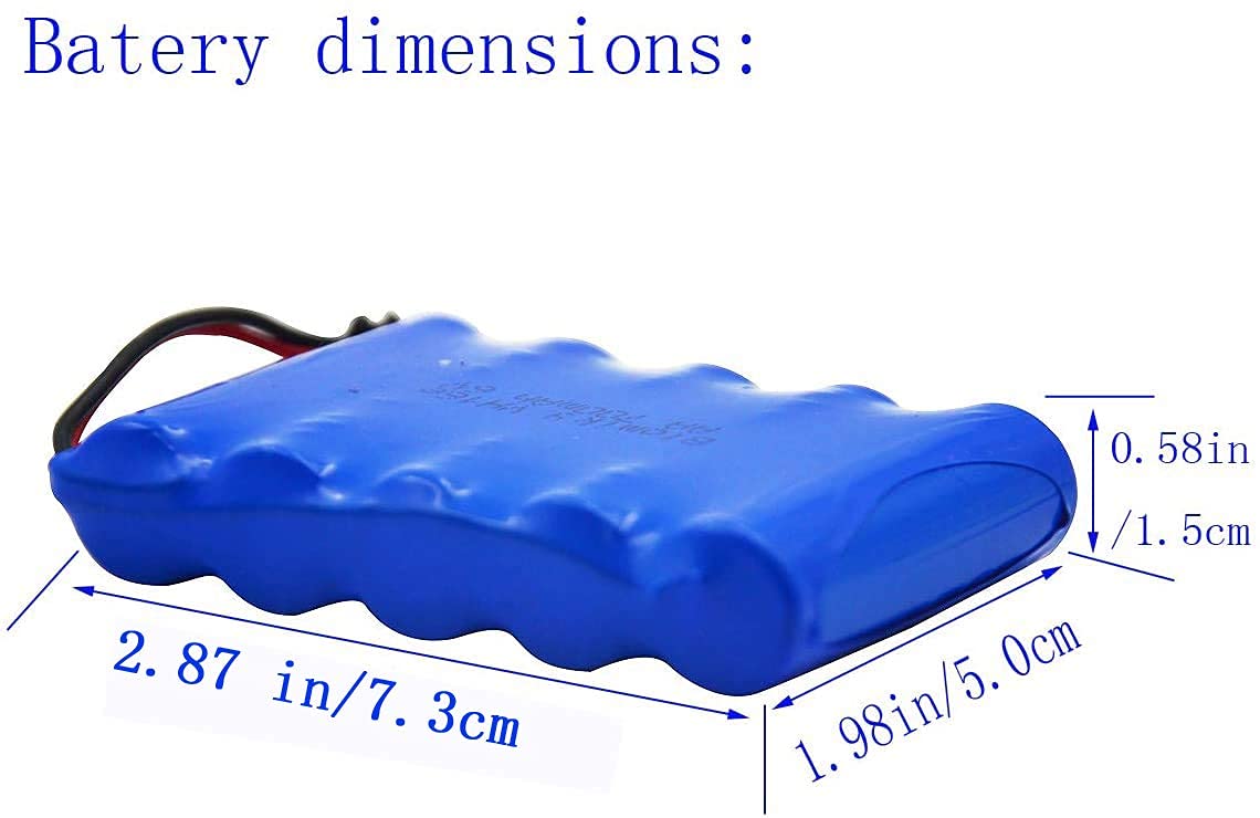 Blomiky 2 Pack 6.0V 700mAh Ni-CD AA Rechargeable Battery Pack SM2P Plug and 2 USB Charger Cable Fit for Old Version 11.5Inch Amphibious Stunt RC Cars Vehicles / 6V 700mAH and USB 2