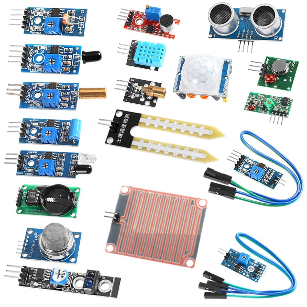 ACEIRMC Sensor Modules Kit, 16 in 1 for Arduino Raspberry Project Super Starter Kits for R3 Mega2560 Mega328 for Nano Raspberry Pi 4b 3 2 Model B K62