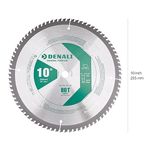 Amazon Brand - Denali 10-Inch 80-Tooth Tungsten Carbide Miter Saw Blade, 5/8-Inch Arbor
