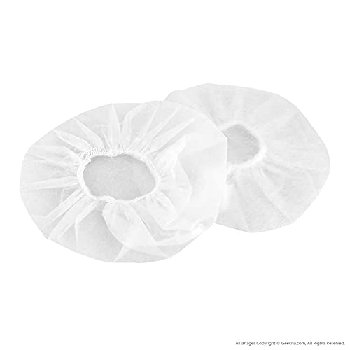 Geekria 100 Pairs Disposable Headphones Ear Cover for Over-Ear Headset Earcup for Bulk Pack, Stretchable Sanitary Ear Pads Cover, Hygienic Ear Cushion Protector Wholesale Multi-Pack (M/White)