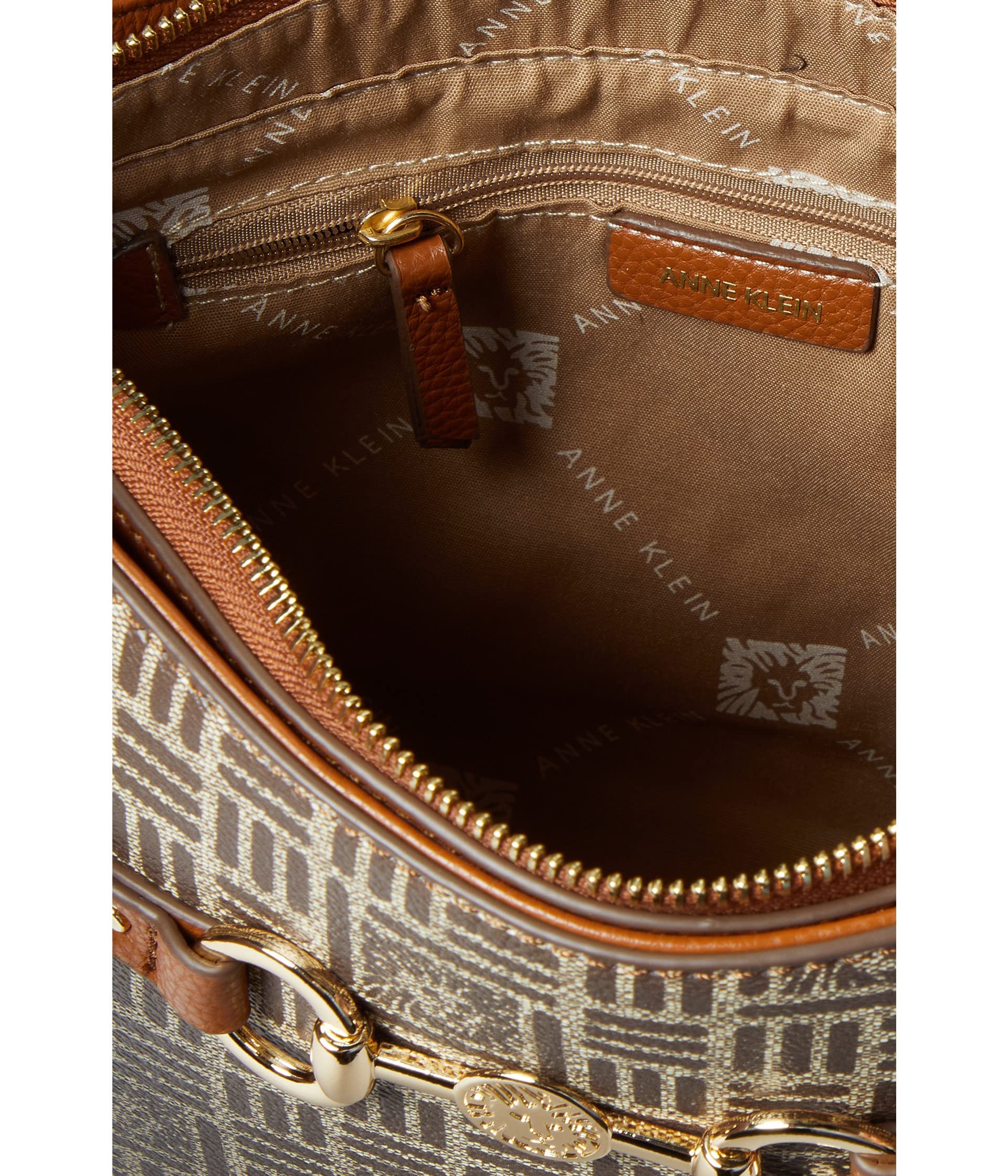 Anne Klein Curved Logo Crossbody with Horsebit Saddle One Size