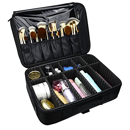 goldwheat Travel Makeup Case Beauty Cosmetic Bag Multifunctional Makeup Bag with Adjustable Shoulder Strap