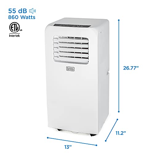 BLACK+DECKER 8,000 BTU Portable Air Conditioner with Remote Control, White