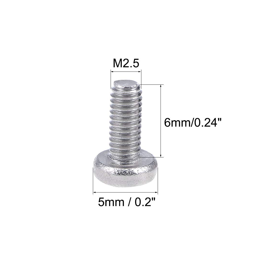 uxcell M2.5x6mm Machine Screws Pan Phillips Cross Head Screw 304 Stainless Steel Fasteners Bolts 100Pcs