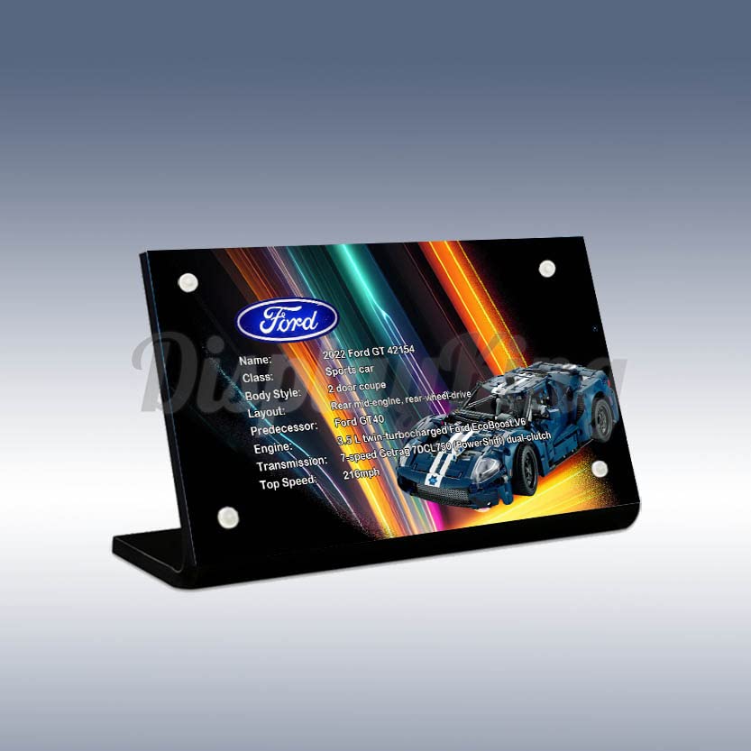Acrylic Display Plaque for Lego 2022 Ford GT 42154(Lego Set is not Included)