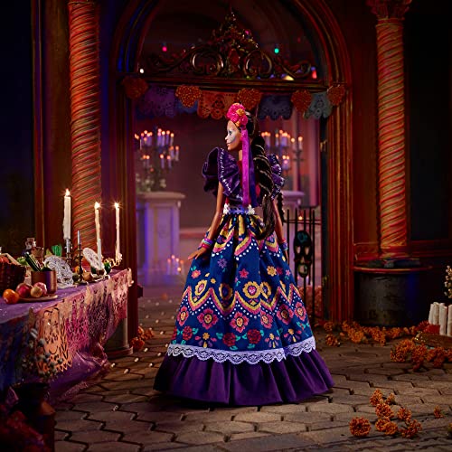 Barbie Signature Doll, 2022 Dia De Muertos Collectible, Traditional Ruffled Dress with Flower Crown & Calavera Face Paint