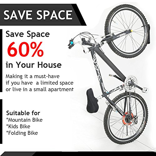 HOMEE Bike Rack Garage 1 Pack Bike Wall Mount Vertical Bike Hooks Storage System Wall Mount Bike Hanger for Garage Indoor Shed-Easy to Install Use-Heavy Duty Holds up to 65 lb with Screws