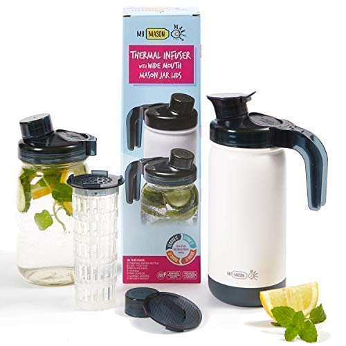 Nourished Essentials Fruit Infuser Water Bottle - with 35 oz Thermal Jar - Compatible with All Glass Wide Mouth Mason Jars - BPA Free - Infuse water, for sport, outdoor and indoor recreation