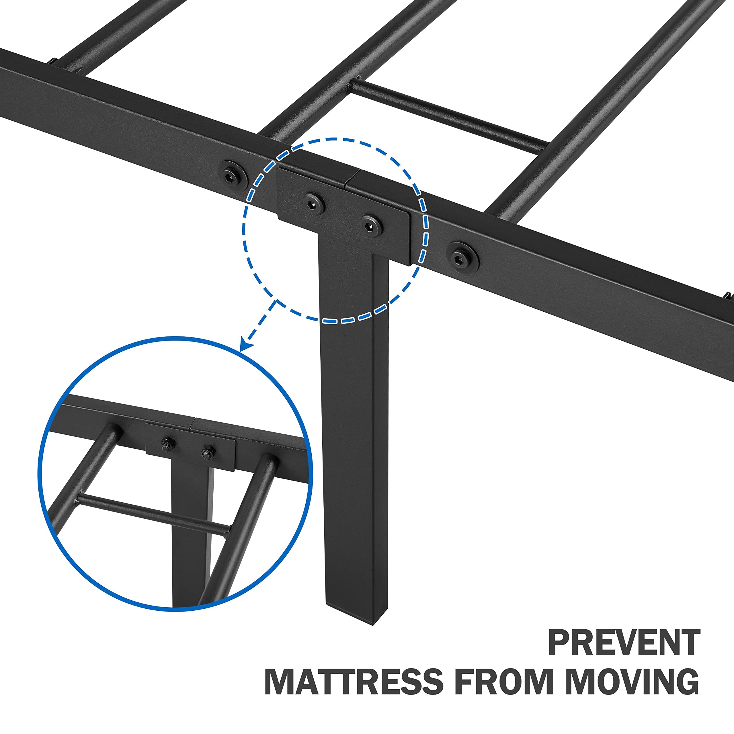 Yaheetech Metal Platform King Bed Frame Mattress Foundation with Headboard and Footboard No Box Spring Needed Under Bed Storage Steel Slats Black