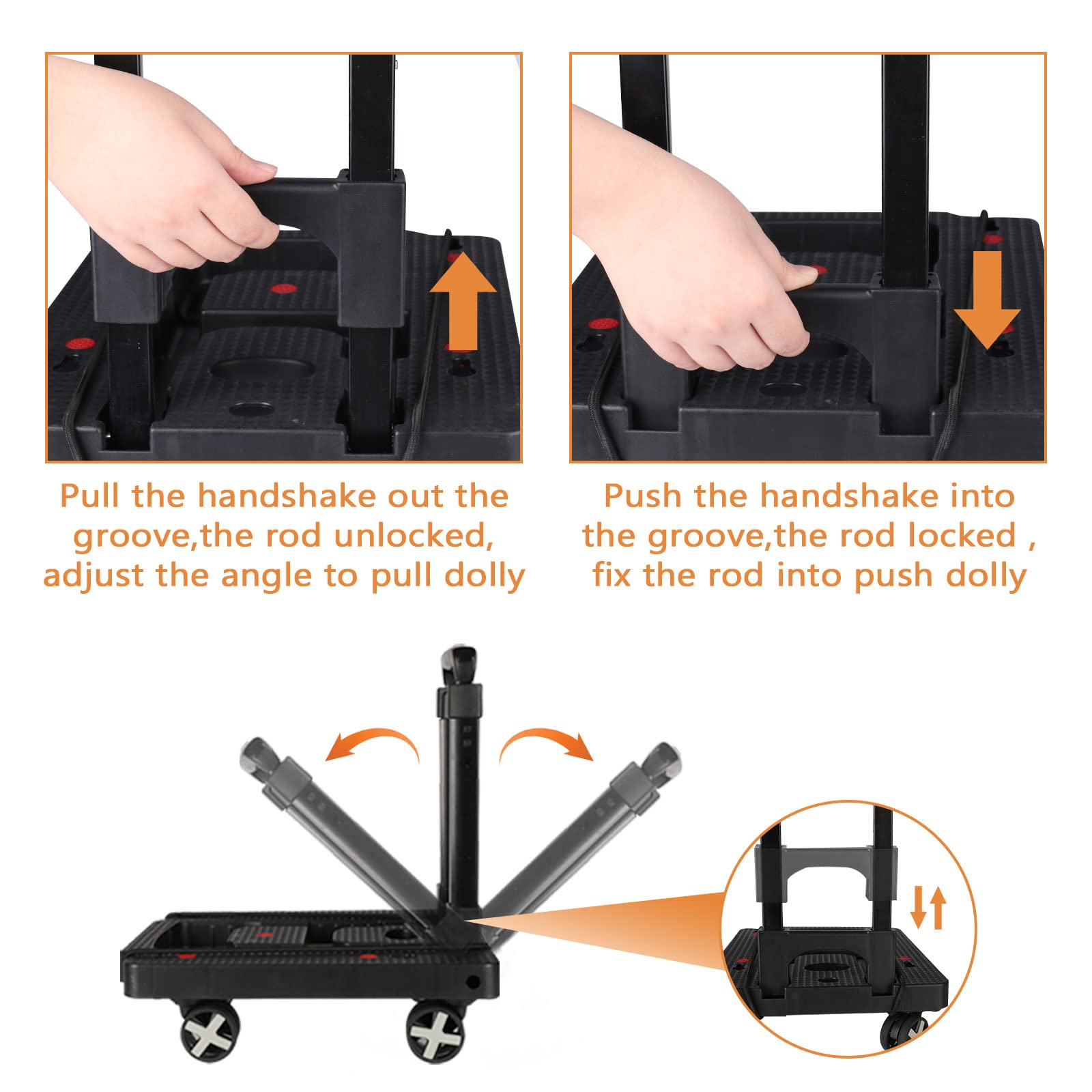 Annisport Folding Dolly Hand Truck, Annisport Folding Hand Truck, Heavy- Duty Dolly, Multi-Purpose, Foldable Hand Truck for Home, Office, School, Workbench and More - Black Set
