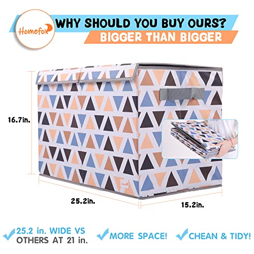 HOMEFOX X-Large Toy Chest - Toy Box - Toy Storage Organizer Bin Basket - 25''x17''x15'' w Flip Top Lid Kid Large ToyBox for Boy Girl Collapsible Portable Stackable Lightweight Foldable Sturdy Storage