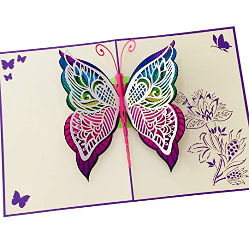 Butterfly Pop Up Birthday Card by DEVINE Popup Cards | Happy Wedding Anniversary Card for Husband Wife Boyfriend Girlfriend | Romantic Valentines 3D Cards for Her Him Mothers Day Gifts Mom Love Kids