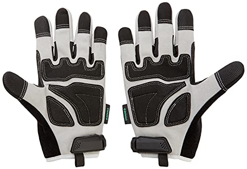Amazon Brand - Denali Synthetic Leather Mechanics Gloves with Touchscreen Finger Patch, Large