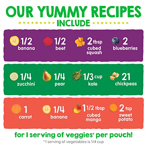 Happy Tot Organics Love My Veggies Stage 4, 3 Flavor Variety Pack, 4.22 Ounce Pouch (Pack of 16)