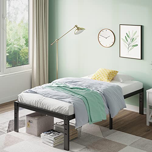 Sementa Twin-Bed-Frames 16 Inch High Heavy Duty-Platform-Mattress-Foundation - No Box Spring Needed,Storage Underneath,Easy Assembly,Noise Free,Black
