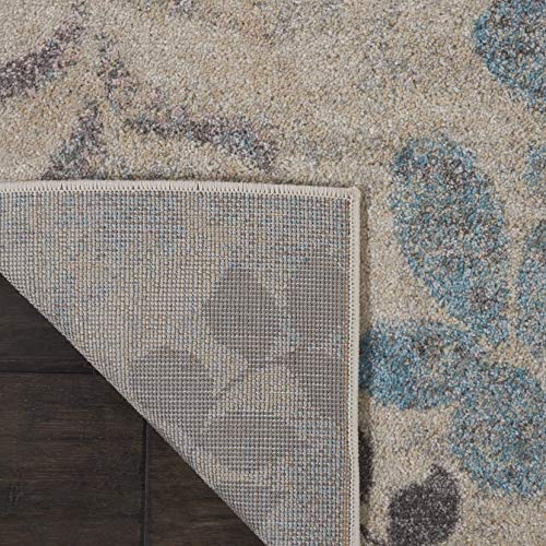 Nourison Tranquil Floral Ivory/Light Blue 2' x 4' Area -Rug, Easy -Cleaning, Non Shedding, Bed Room, Living Room, Dining Room, Kitchen (2x4)
