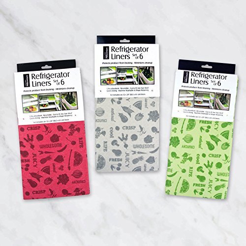 DII Fridge Liner Collection Non-Adhesive, Cut to Fit, 12x24, Green Veggies, 6 Piece