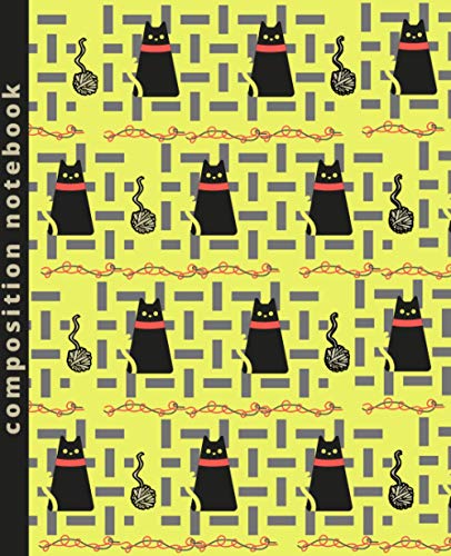Composition Notebook | College Ruled | 110 Sheets for Back to School, Office or Home: Black Cat Design (Yellow) | Home School Supplies for Students K-12 and College