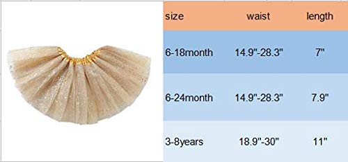 GOODTECK Newborn Infant Baby Professional 3 Layers Sequin Tutu Tulle Skirt (3-8 Years, Gold)